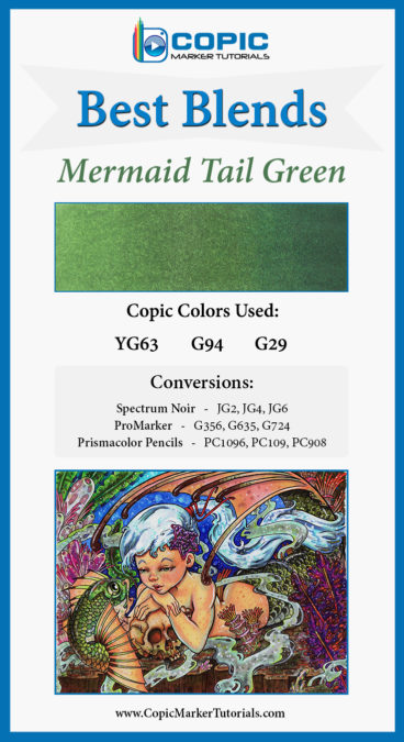 best-copic-blends-mermaid-tail-green | Copic Marker Tutorials